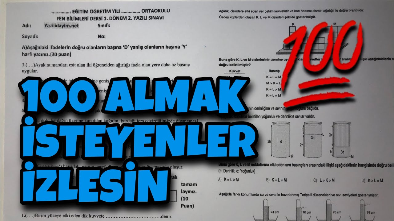 7. Sınıf Fen Bilimleri 1. Dönem 2. Yazılı ( Video ) – Eğitim Sayfam